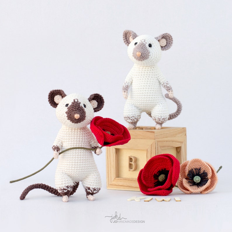 Kiwi and the Poppy • PDF Crochet Pattern • Siamese Mouse Amigurumi ...
