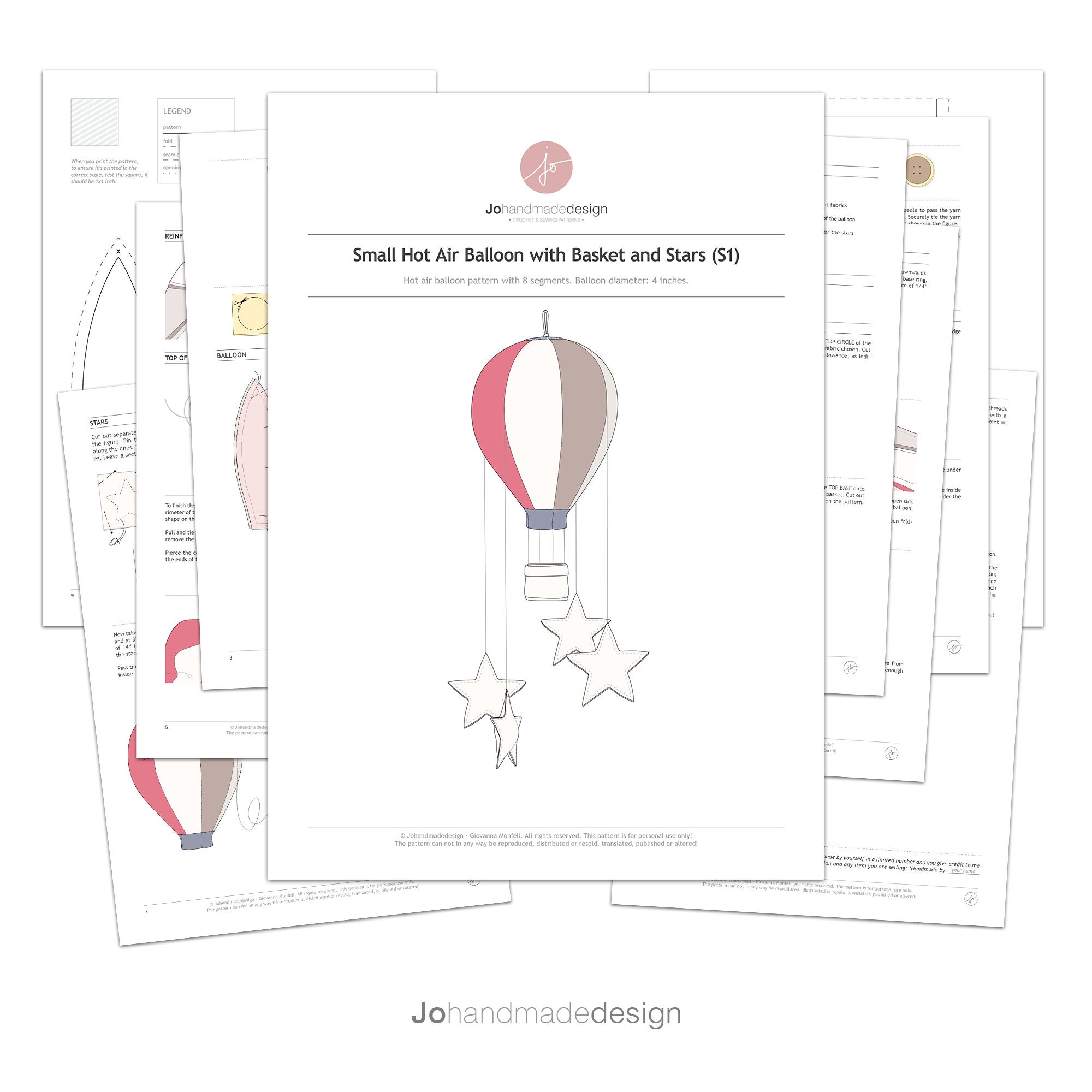 S1 Small Hot Air Balloon with Fabric Basket and Stars PDF | Etsy