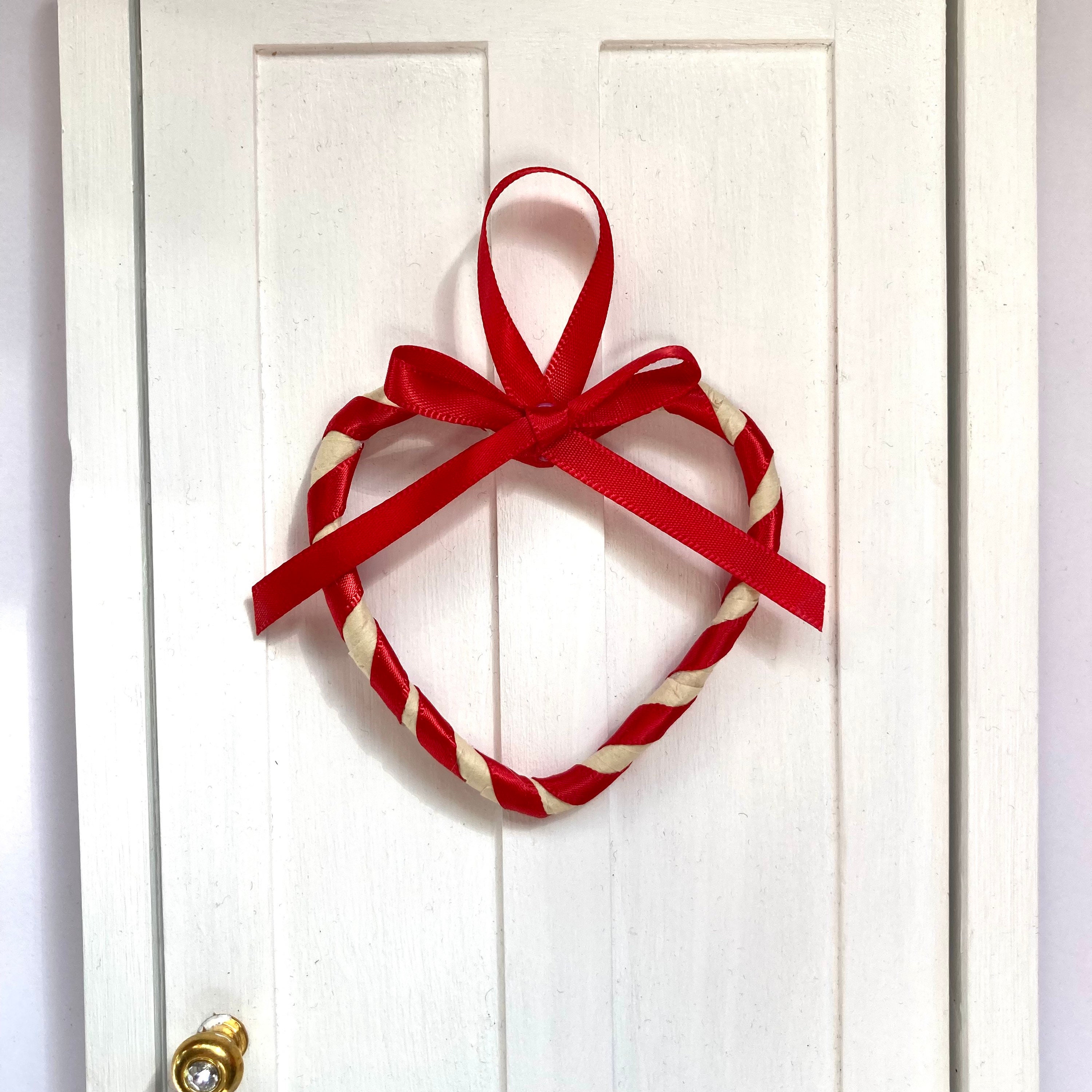 Doll Furniture Dolls & Miniatures 1/6 Scale Raffia/Ribbon Heart Wreath ...