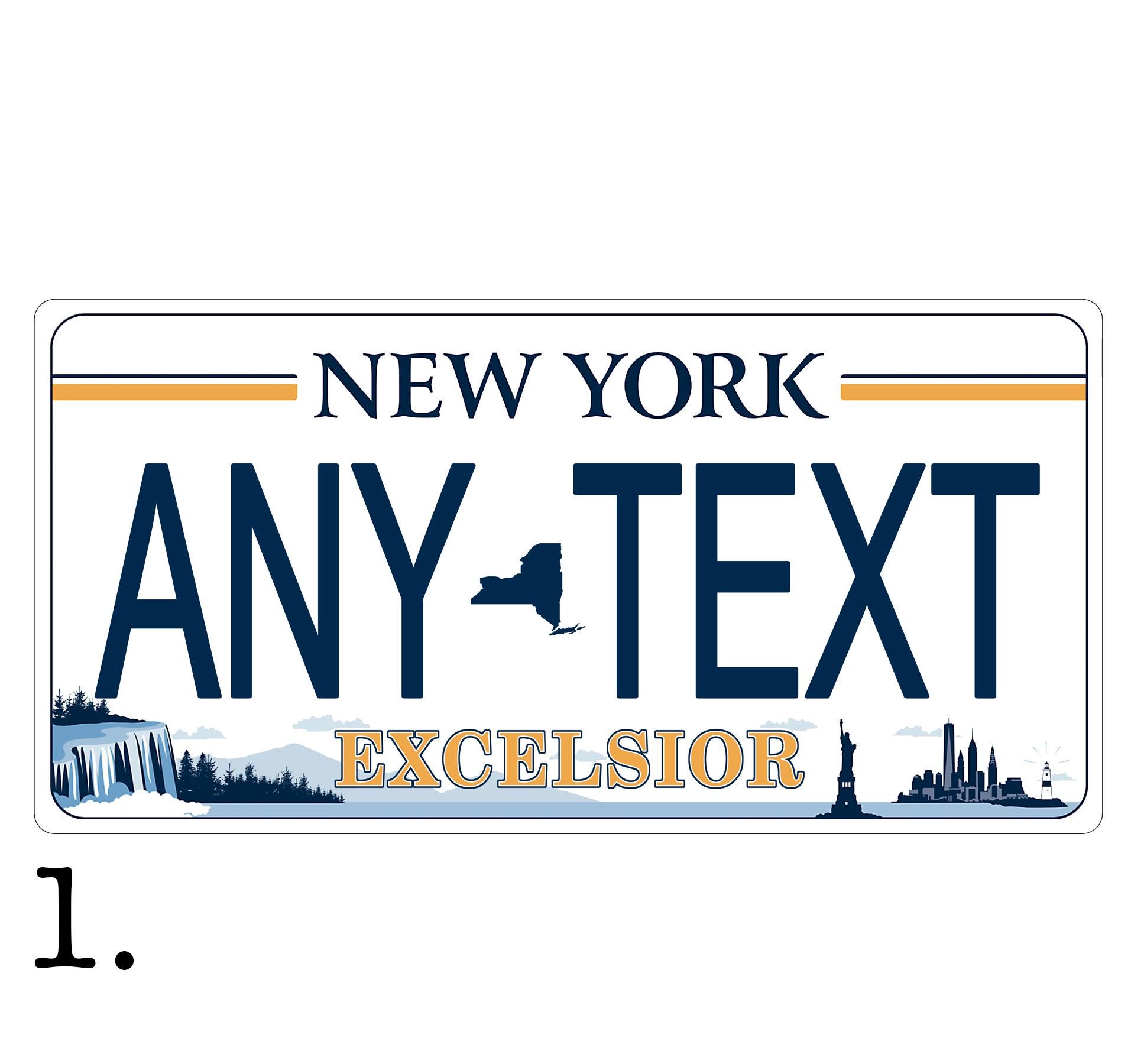 Custom, Full Color Sticker/decal License Plate - New York. Three ...