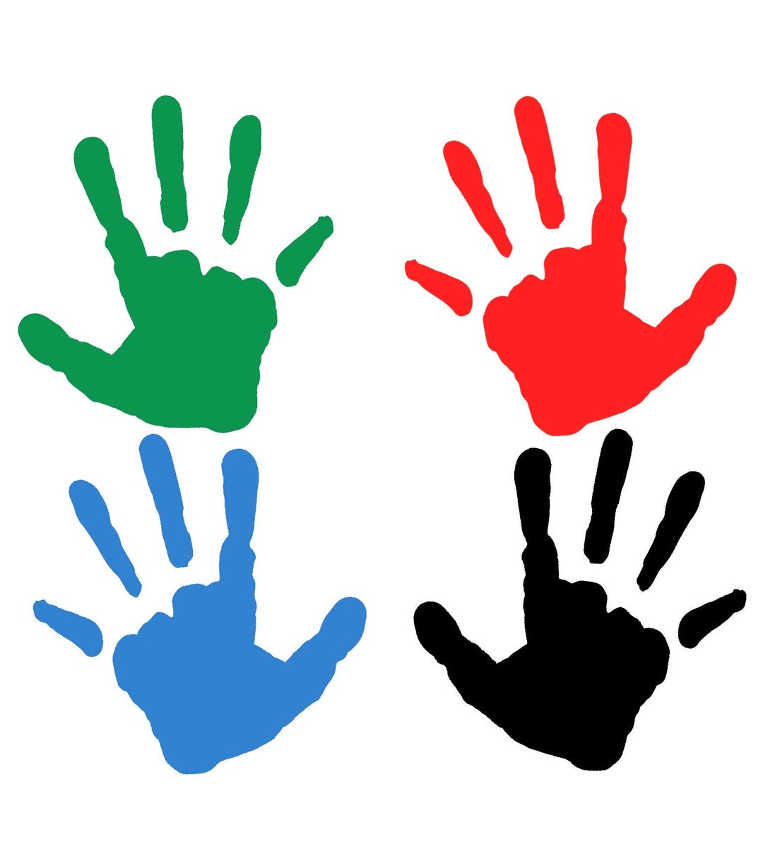 Wall Art, Set of Four Hand Prints in 4 Colors & Two Sizes-permanent or ...
