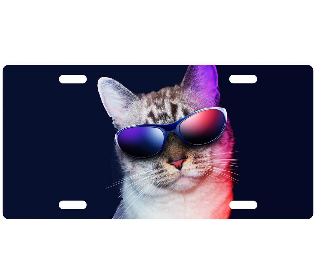 Personalized Standard Size License Plate - Cat With Sunglasses - Add ...