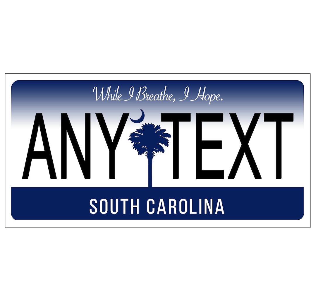 Custom, Full Color Sticker/decal License Plate - South Carolina. Four ...