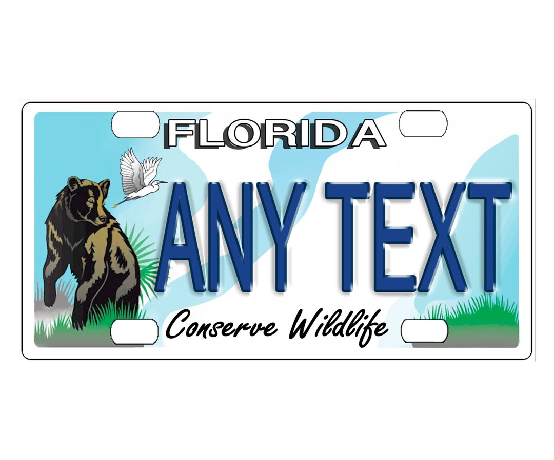 Personalized State License Plate-florida Conserve Wildlife-add Any Text ...