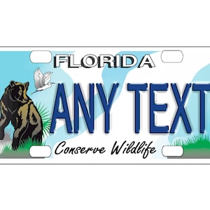 Personalized State License Plate-florida Conserve Wildlife-add Any Text ...