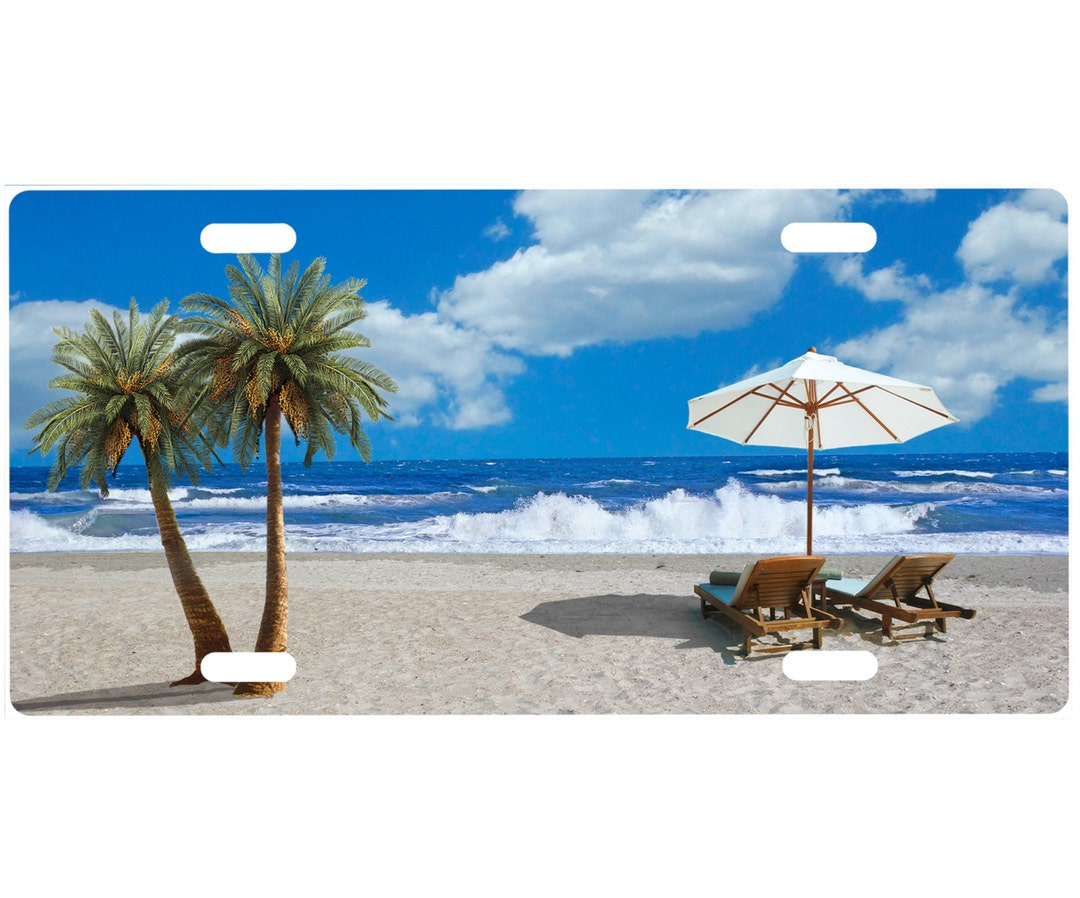 Personalized Standard Size License Plate- Beach 1 - Add Your Text ...