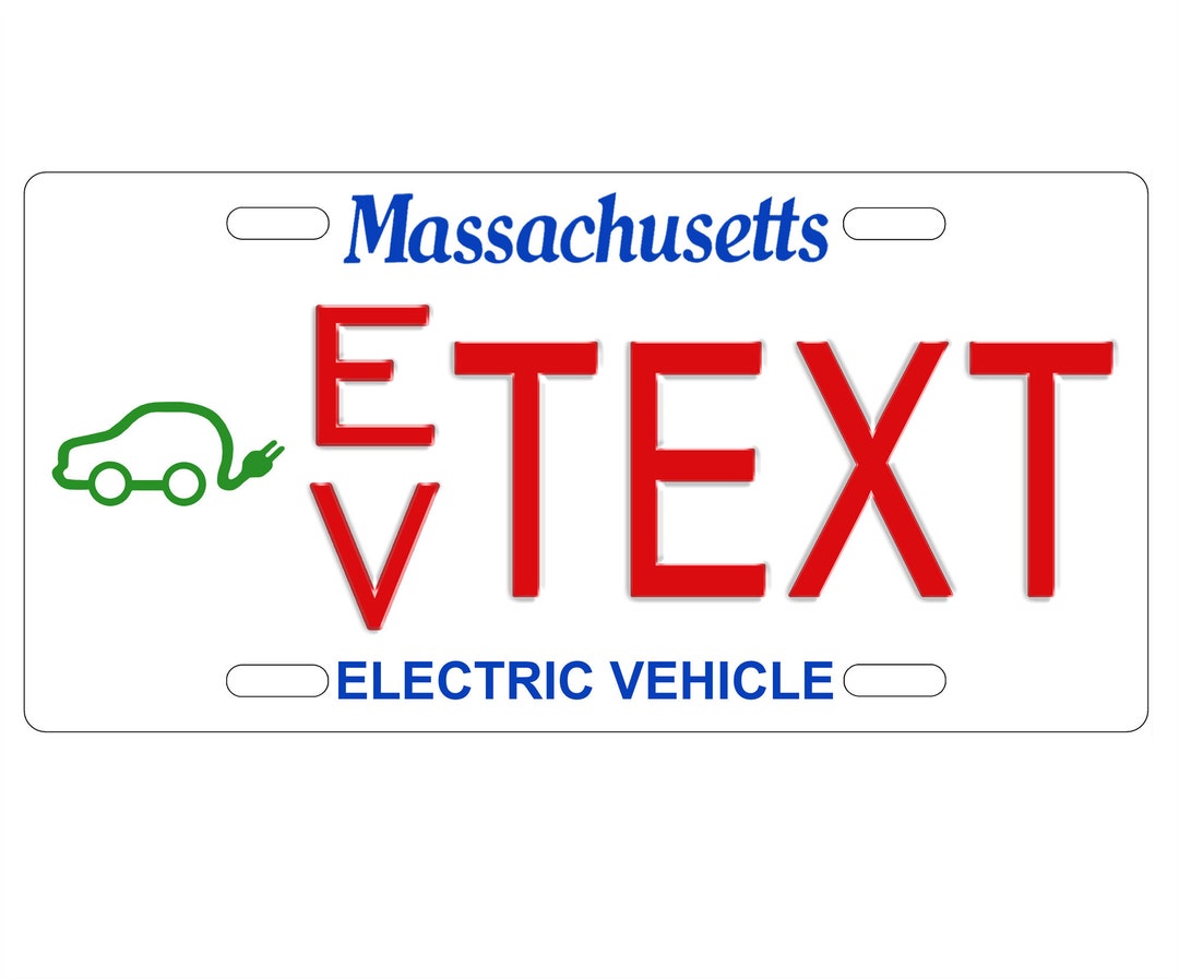 Personalized State License Plate - Massachusetts EV - 3 Sizes - Etsy