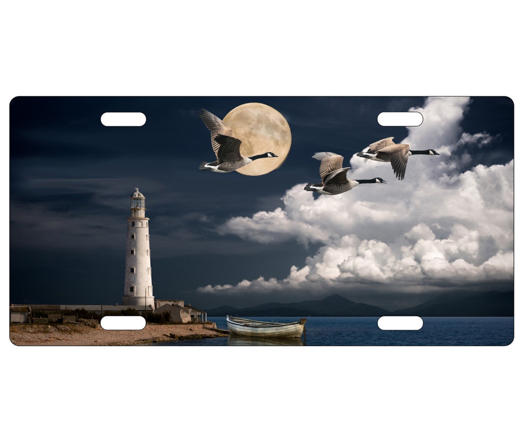 Personalized Standard Size License Plate- Geese With Lighthouse at ...