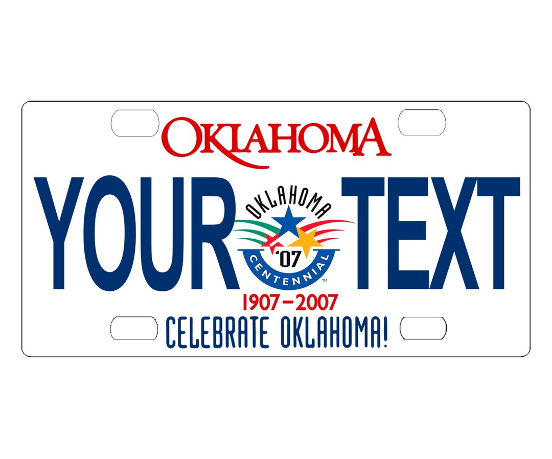 Personalized State License Plate - Oklahoma Centennial Novelty Plate ...