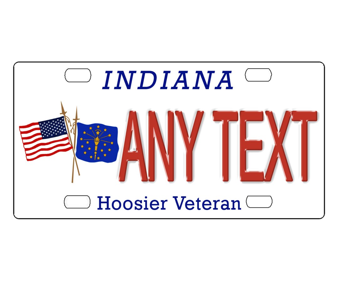Personalized State License Plate - Indiana Hoosier Veteran Novelty ...