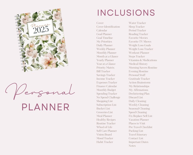 Organized 2025: Personalized Life Planner Floral Design 3 CANVA ...