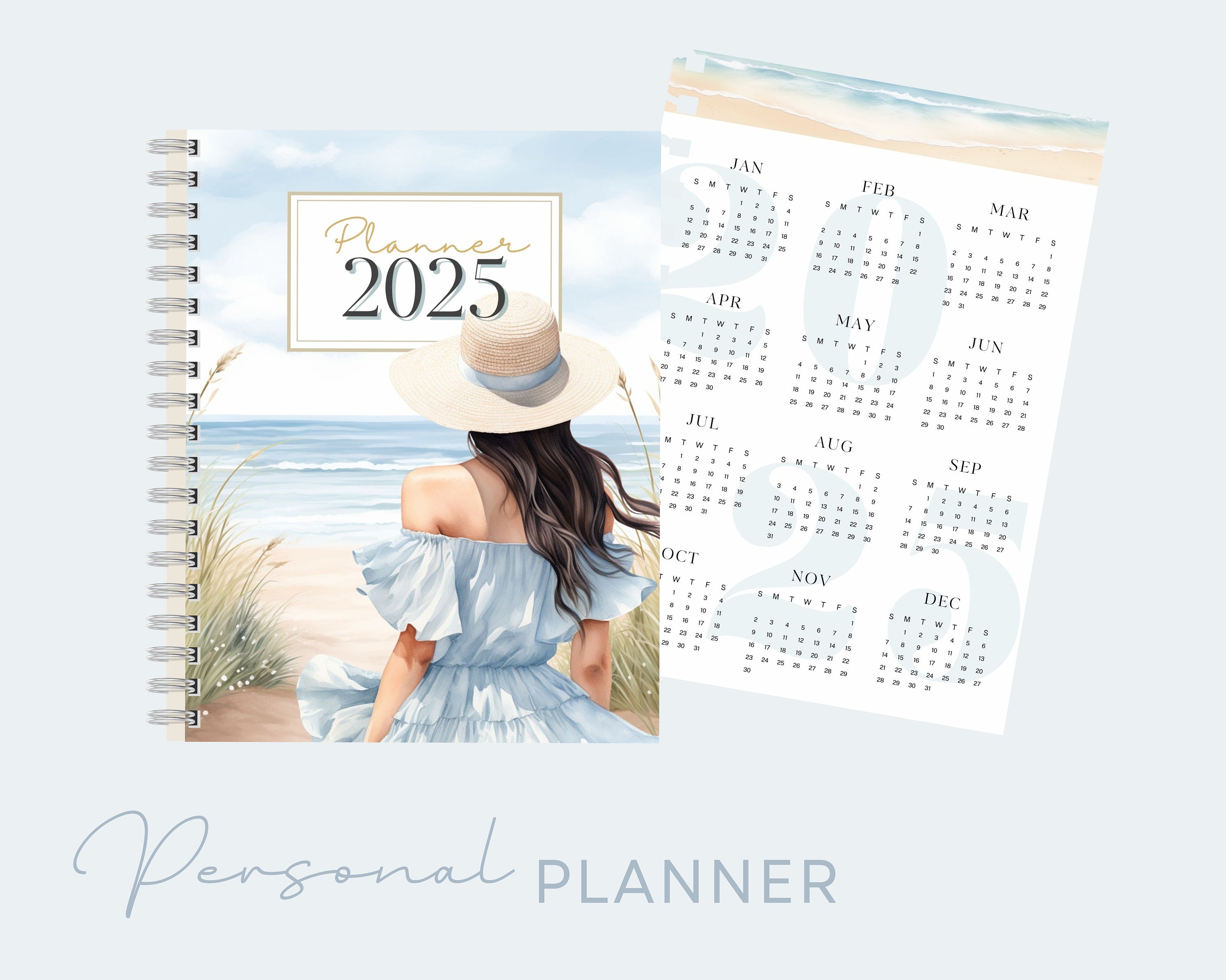 Organized 2025: Personalized Life Planner Beach Summer Theme CANVA ...