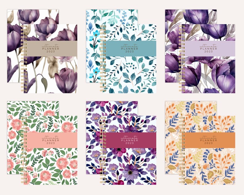 Editable Canva PRO Planner Template Floral Notebook Covers With Undated ...
