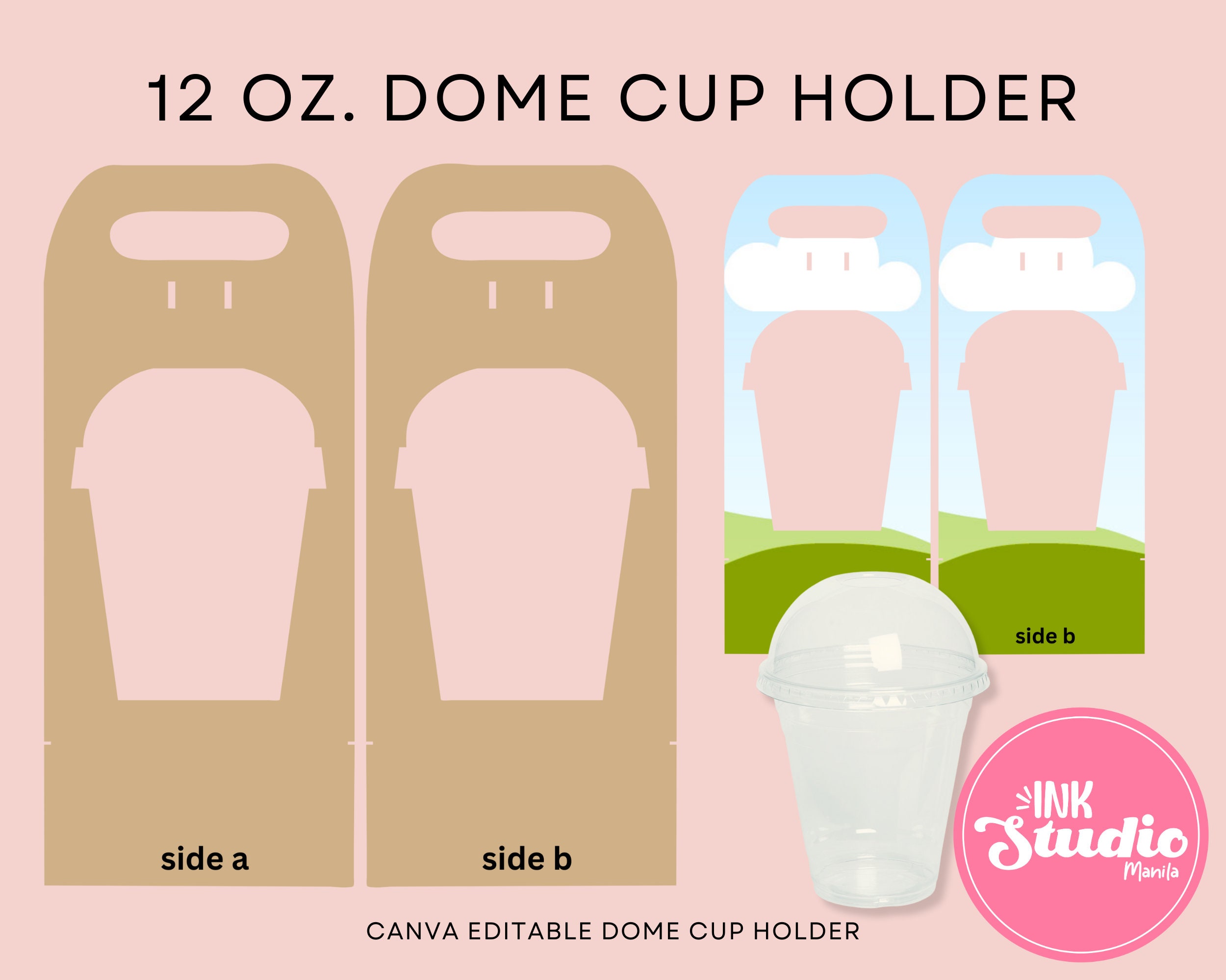 Canva Editable Portavasos Domo de 12 oz para Sorteo de Fiesta TODA ...