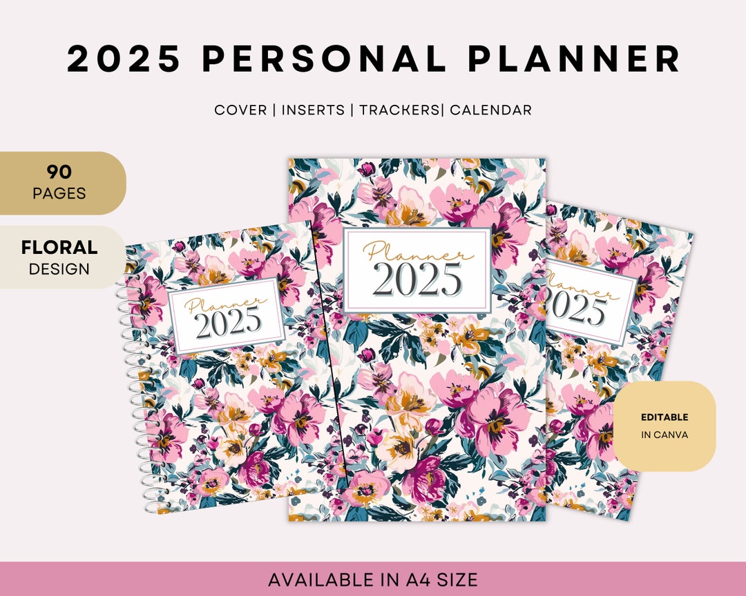 Organized 2025: Personalized Life Planner Floral Design 4 CANVA ...