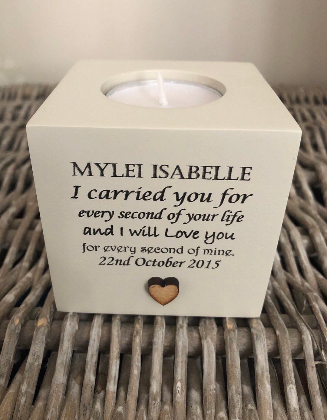 Personalised Bereavement Candle in Memory of a Baby Loss of a Child ...