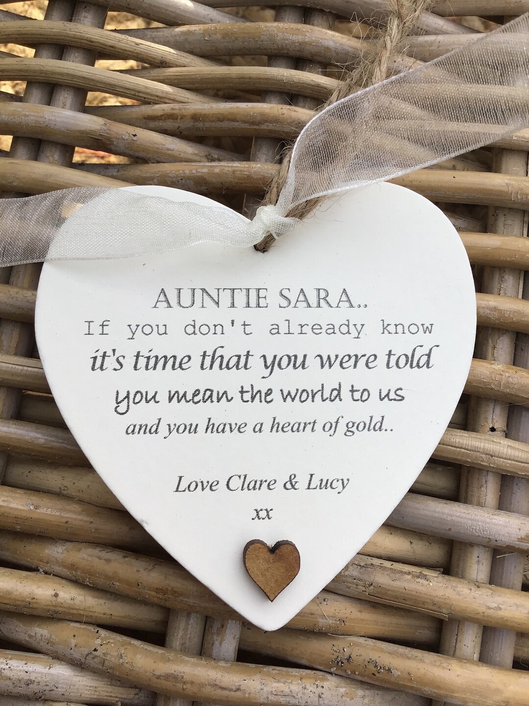 PERSONALISED Special AUNTIE Aunty Aunt Hanging Heart Plaque. Birthday ...
