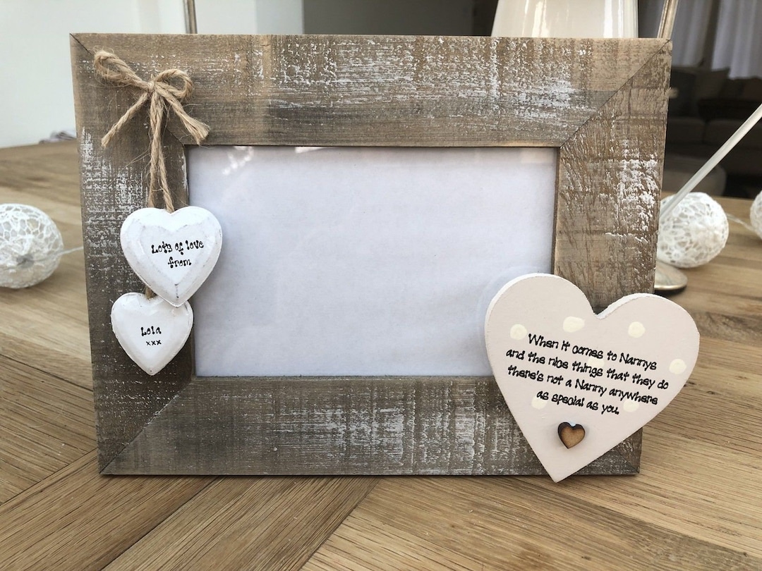 Shabby Personalised Chic Photo Frame Nana Nanny Grandad Grandpa Granny ...