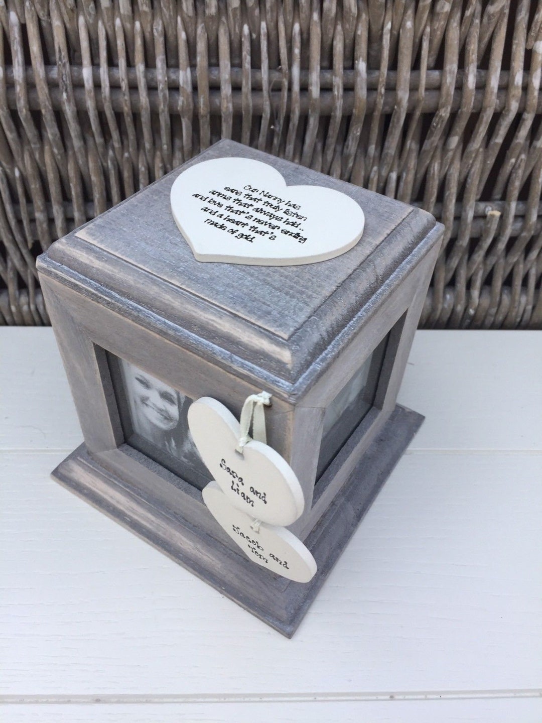 Shabby Personalised Chic Photo Box Special Gift NANNY Rustic Wood Nanna ...