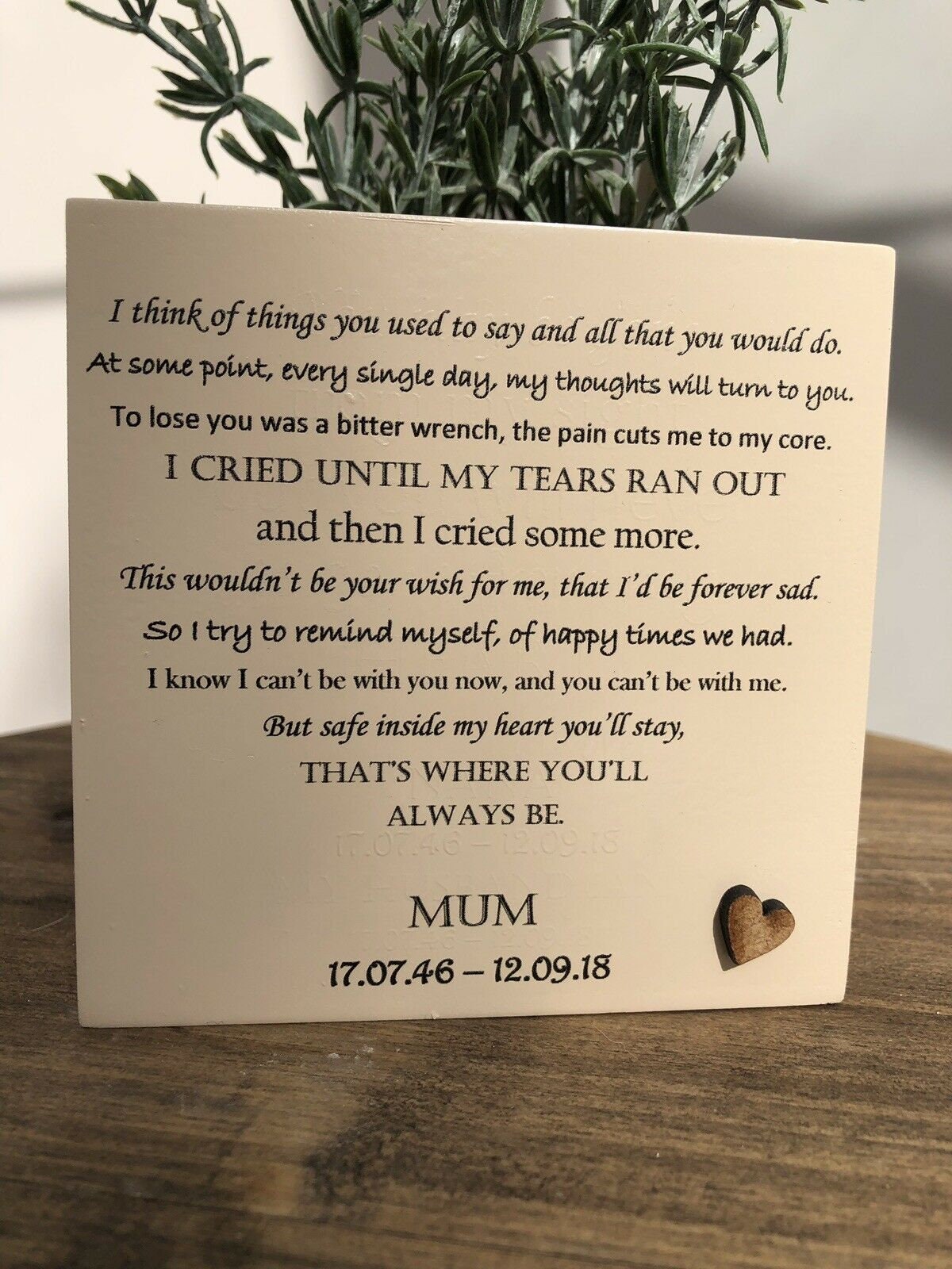 Memorial Mum Mam Mom Mummy Flower / Plant Pot Personalised BEREAVEMENT ...
