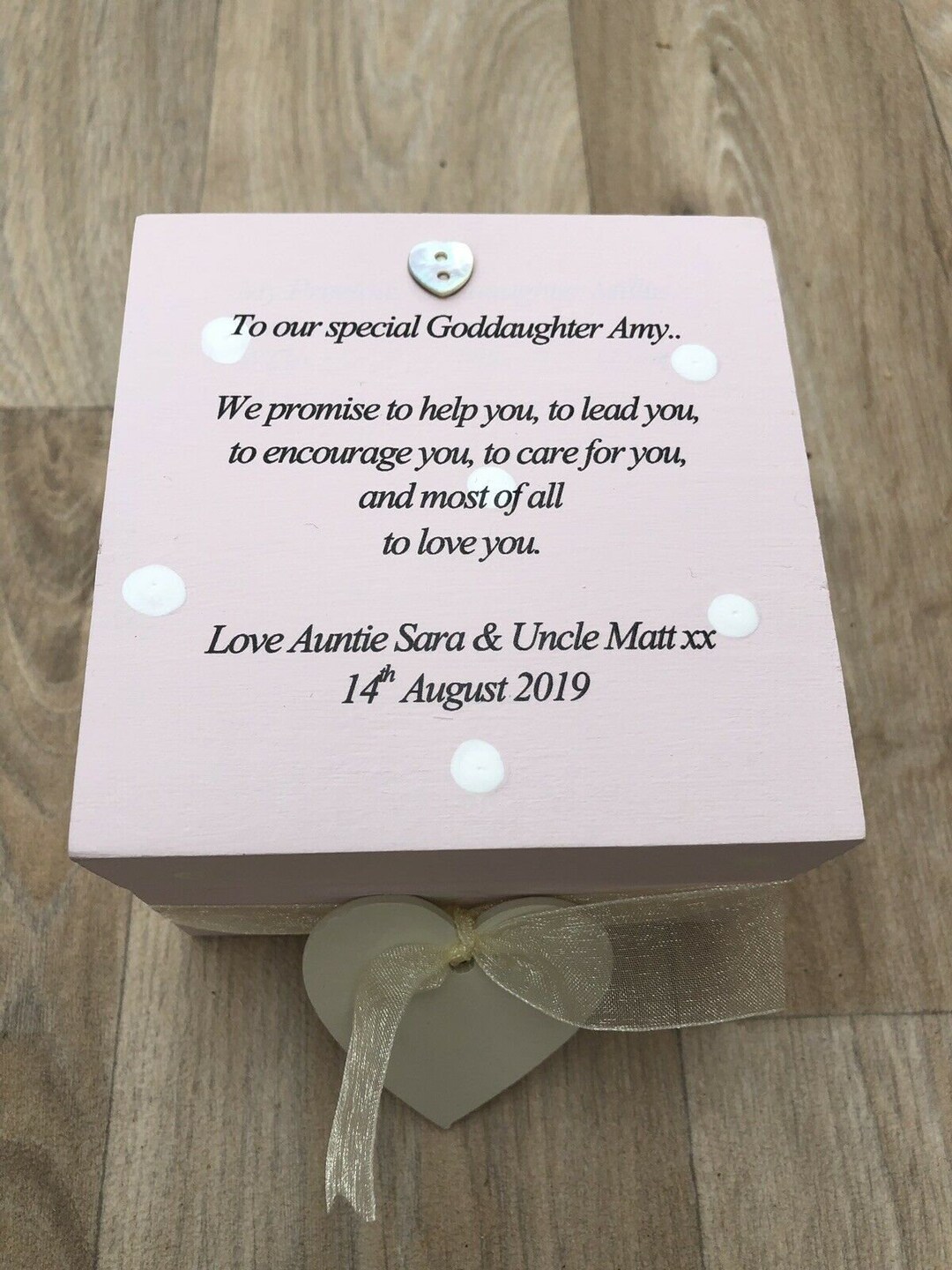 GODDAUGHTER Shabby Chic Personalised Box Special Christening Gift or ...