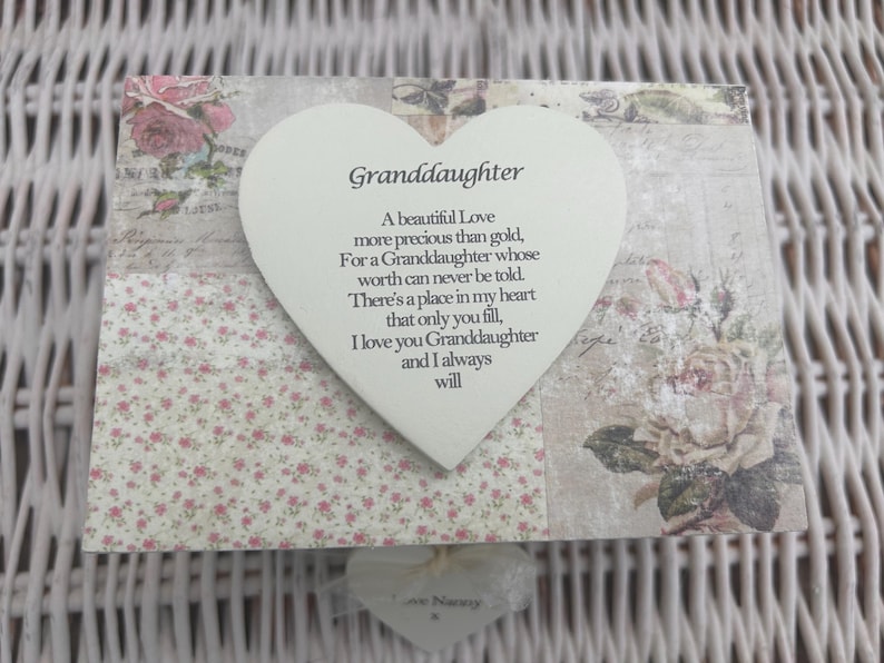 PERSONALISED Shabby Chic Gift for a Special Granddaughter Grandaughter ...