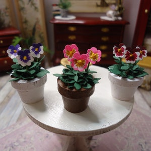 Miniature potted pansies 1:12 scale | Etsy