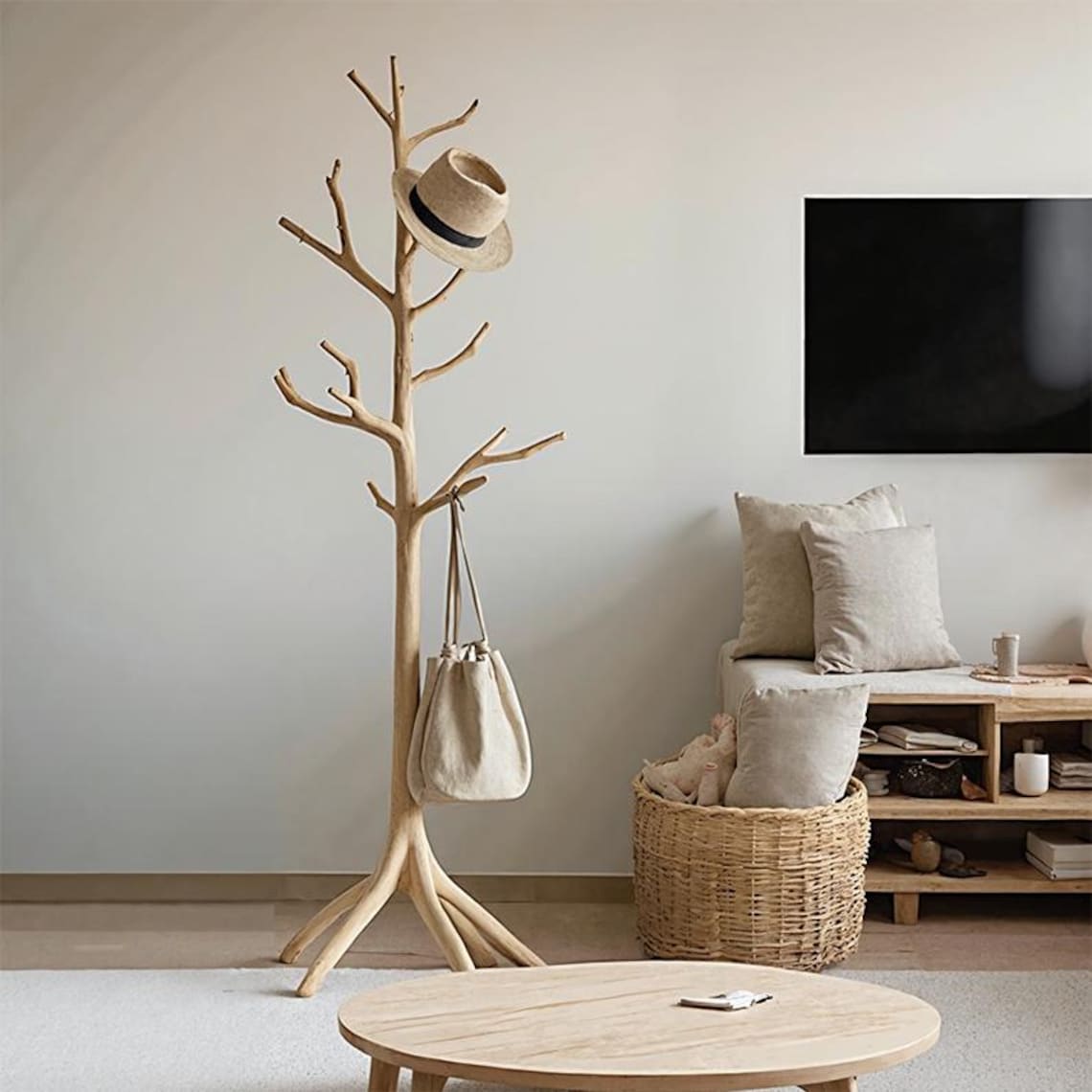 Tree Branch Free Standing Coat Rack Driftwood Hanging Clothes Rack ...