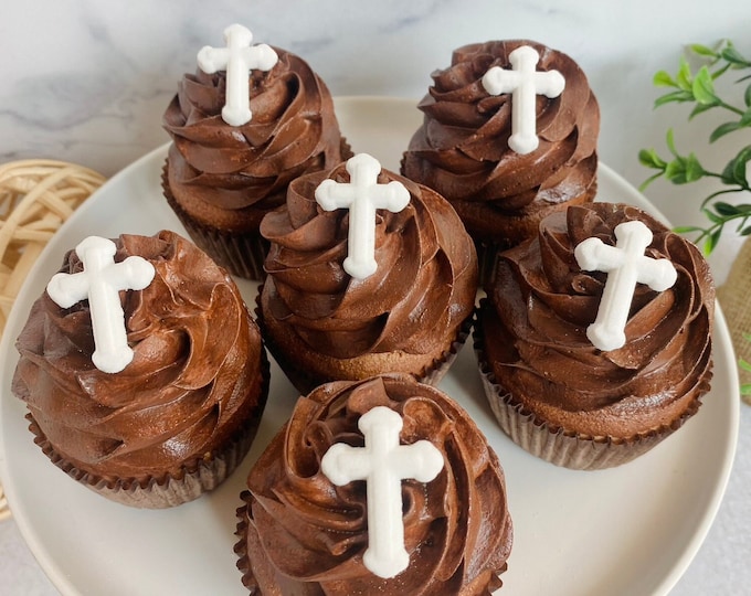 CROSS CHOCOLATE Cupcake Toppers24 Ct confirmationbaptismfirst ...