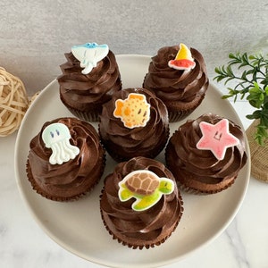 UNDER the SEA FRIENDS Edible Sugar Decorations - 12 or 24 Pcs Cupcake ...