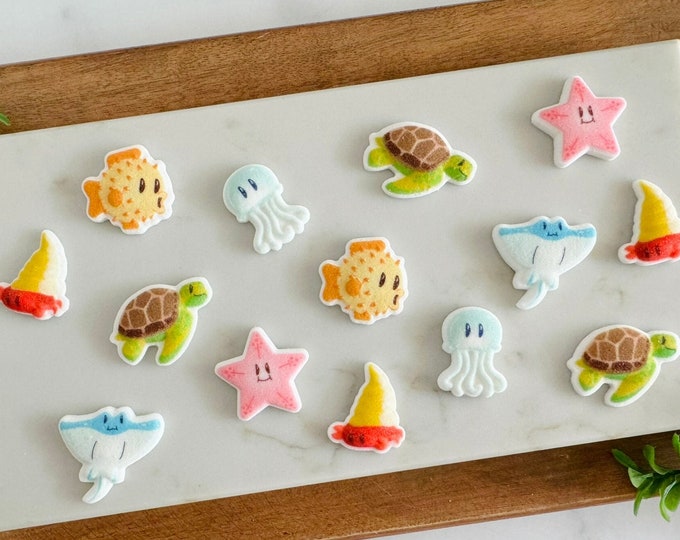 UNDER the SEA FRIENDS Edible Sugar Decorations 12 or 24 Pcs Cupcake ...