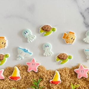 UNDER the SEA FRIENDS Edible Sugar Decorations - 12 or 24 Pcs Cupcake ...