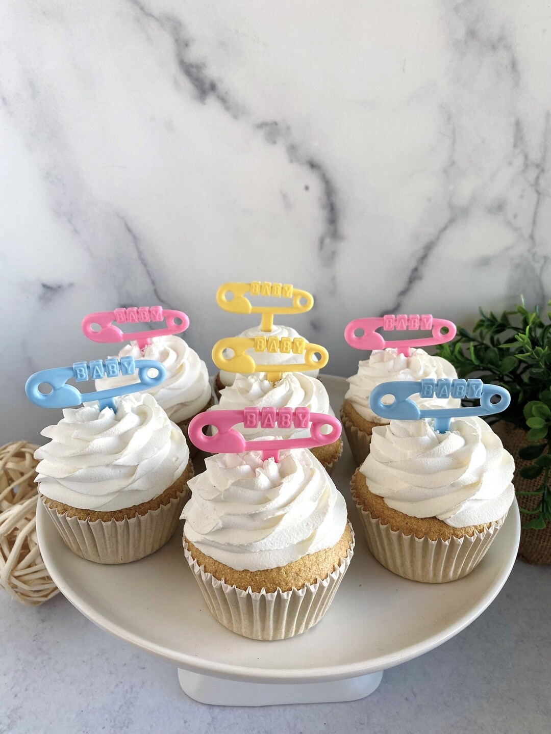 BABY SAFETY DIAPER Pin Cupcake Topper Picks for Baby Shower, Gender ...