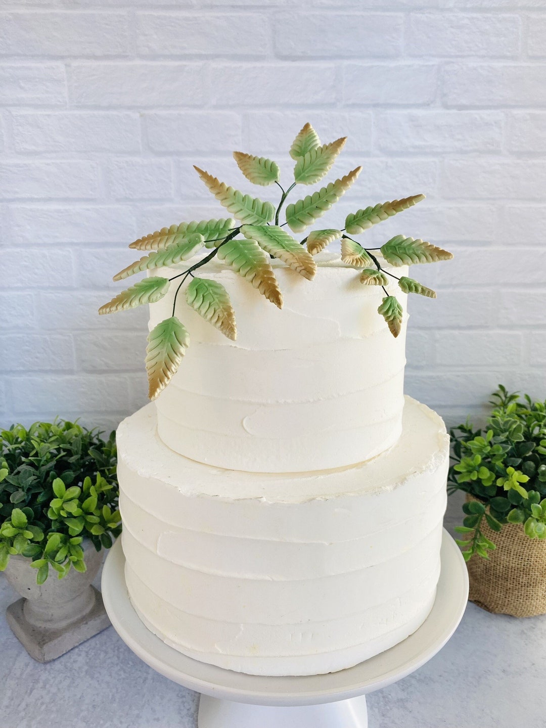 AIRY FERN LEAVES Gum Paste Decorations- 3 Pieces Cake Toppers for ...