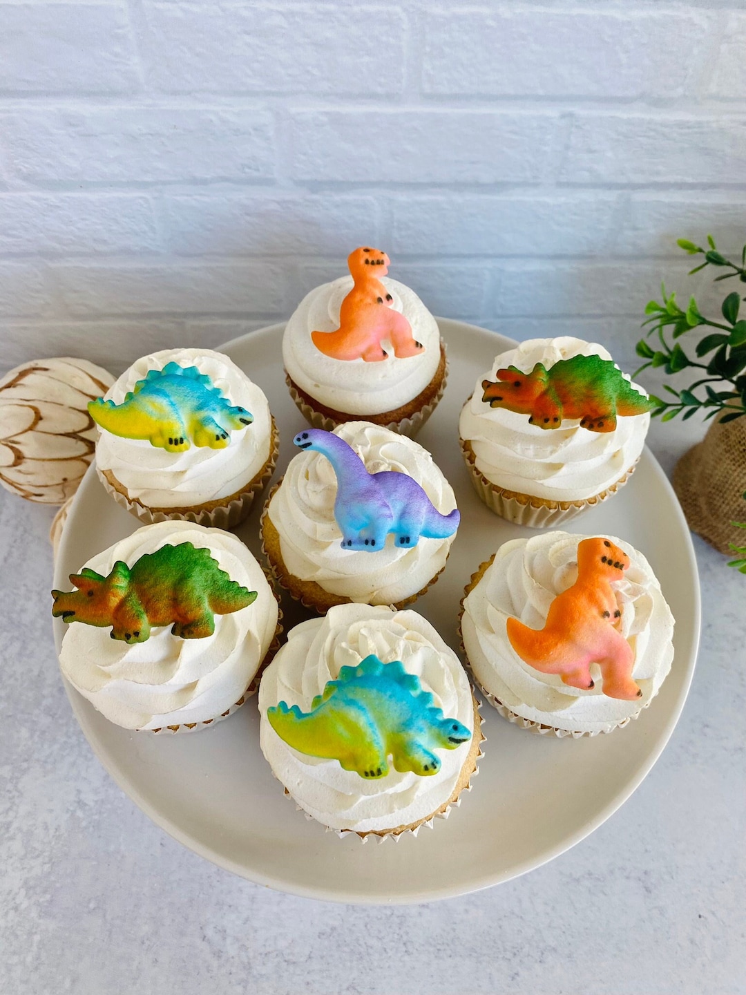 DINOSAUR Assortment Edible Sugar (12 Pieces) Cupcake or Cake Toppers ...