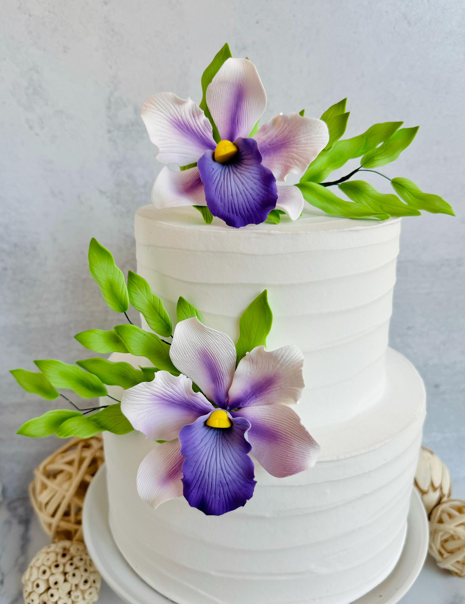 TROPICAL PURPLE & WHITE Orchid Gum Paste Flowers - 1 or 2 Pieces Cake ...