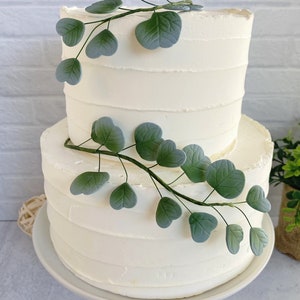EUCALYPTUS LEAVES Gum Paste Decorations- 2 Pieces Cake Toppers for ...