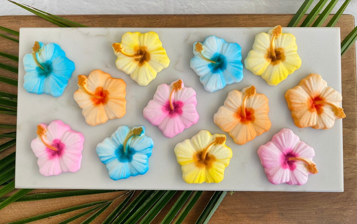 HIBISCUS FLOWER ASSORTMENT 12 Pieces Edible Sugar Decorations - Etsy