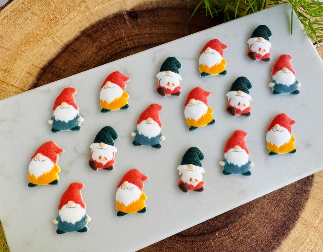 FRIENDLY GNOMES Edible Sugar Decorations - 12 or 24 Pieces Cake or ...