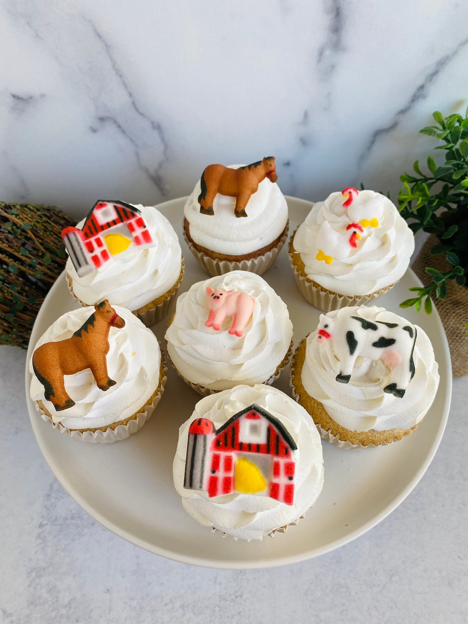 FARM ANIMALS Edible Sugar Decorations 12 Pieces Barn - Etsy