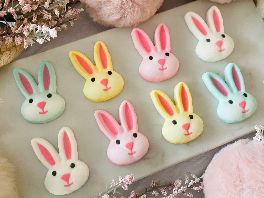 EASTER BUNNY Edible Sugar Decorations - 12 Pieces Cupcake or Cake ...