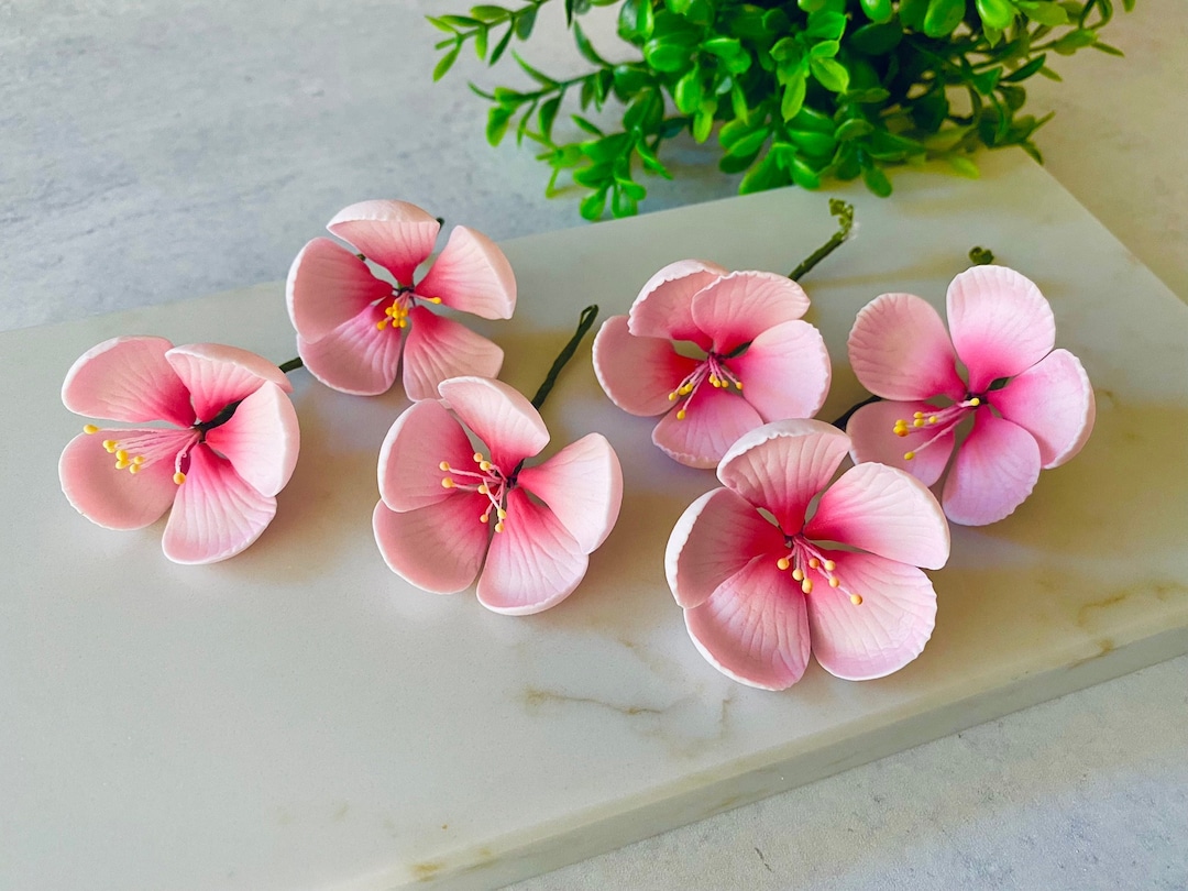 CHERRY BLOSSOMS GUM Paste Pink Flowers - Cake or Cupcake Toppers for ...