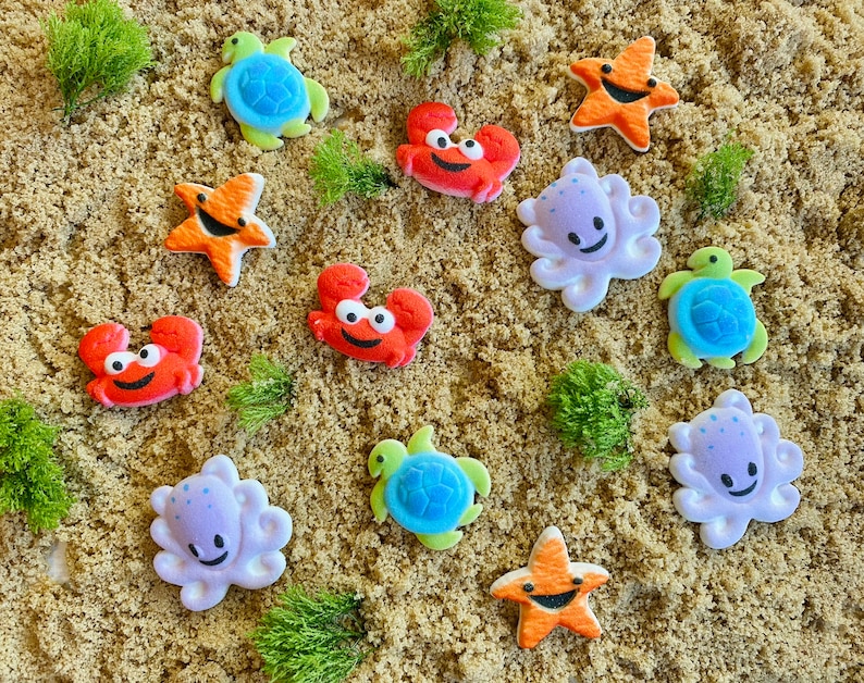 UNDER THE SEA Animals Edible Sugar (12 Pieces) Cupcake or Cake Toppers ...