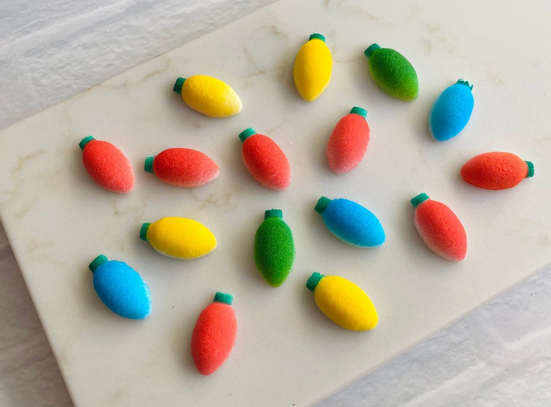 CHRISTMAS LIGHTS ORNAMENTS Edible Sugar Decorations - 24 Pieces for ...