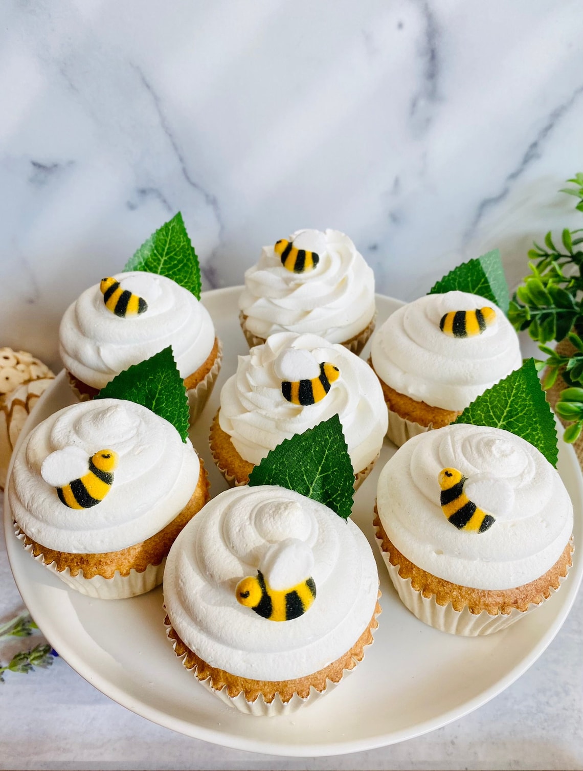 24 BUMBLE BEE EDIBLE Sugar Cupcake or Cake Toppers by Decopac - Bee ...