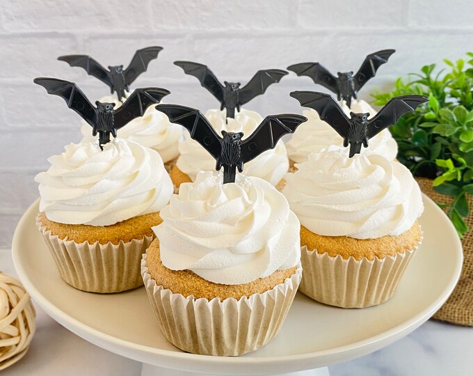 BLACK BATS HALLOWEEN Cupcake Topper Picks 12 or 24 Pieces - Etsy