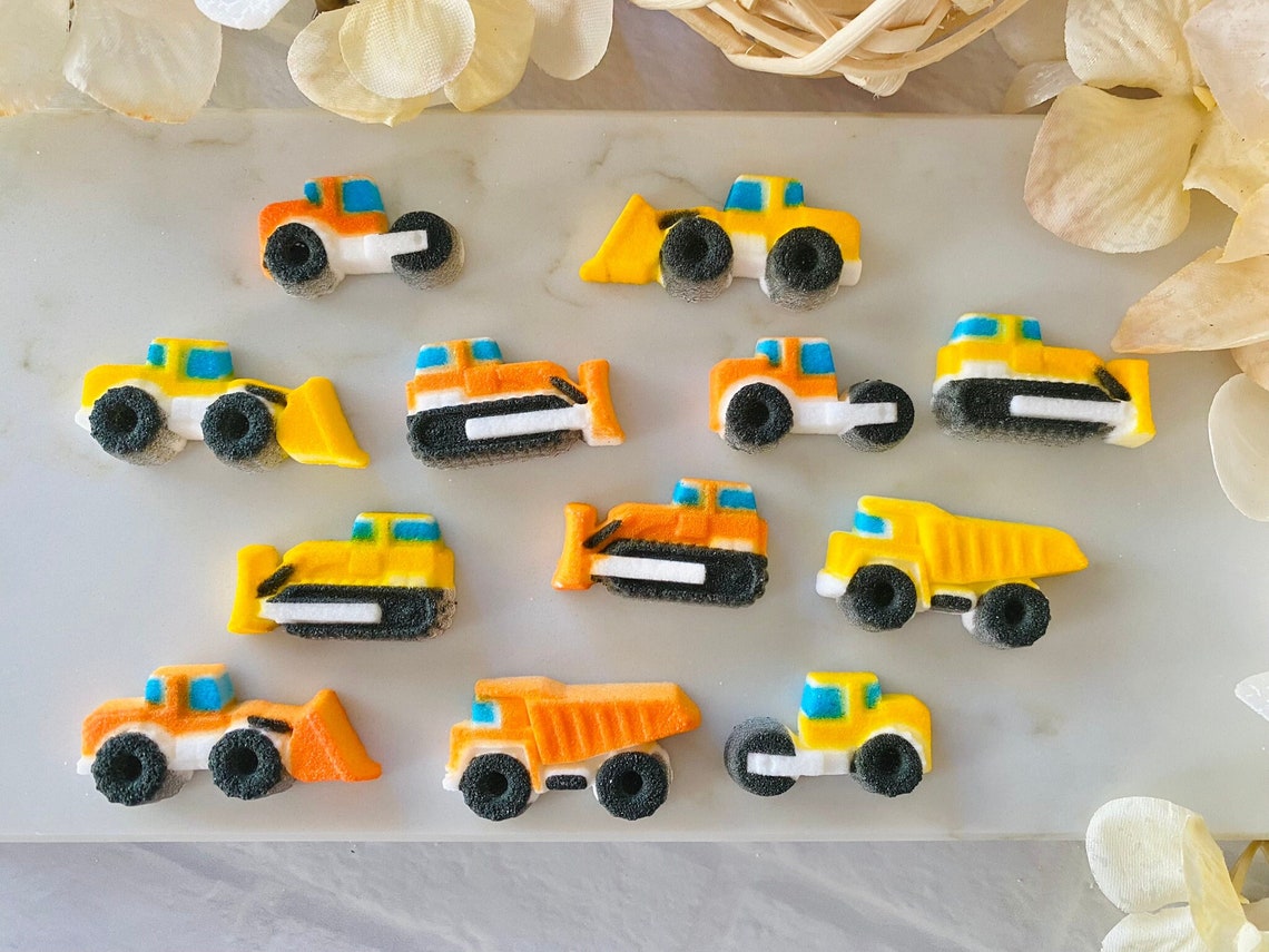 CONSTRUCTION ASSORTMENT Edible Sugar Decorations - Steam Roller, Dump ...
