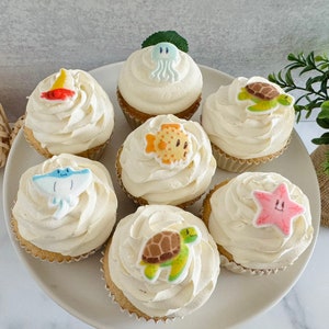 UNDER the SEA FRIENDS Edible Sugar Decorations - 12 or 24 Pcs Cupcake ...