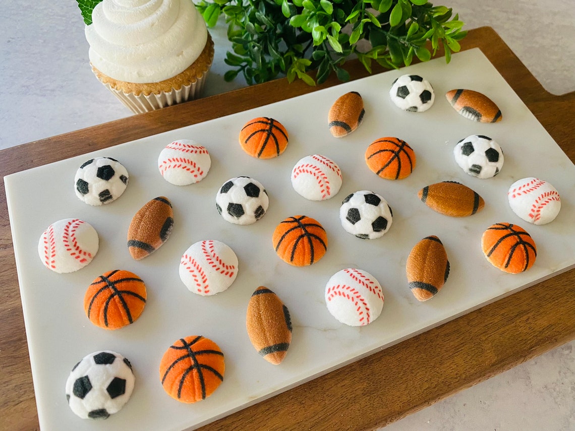 FOOTBALL SOCCER BASEBALL Basketball Edible Sugar Cupcake or - Etsy