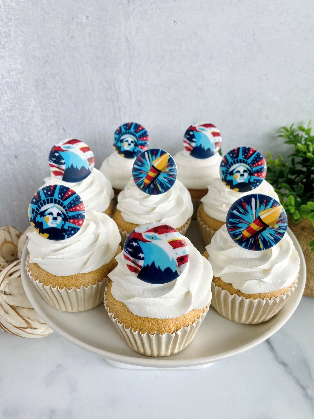 USA Celebrate Liberty PATRIOTIC Cupcake Topper Rings - 12 or 24 Pieces ...
